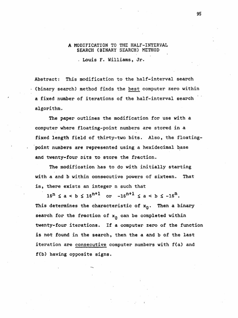 A Modification To The Half-Interval Search (Binary Search) Method | PDF ...