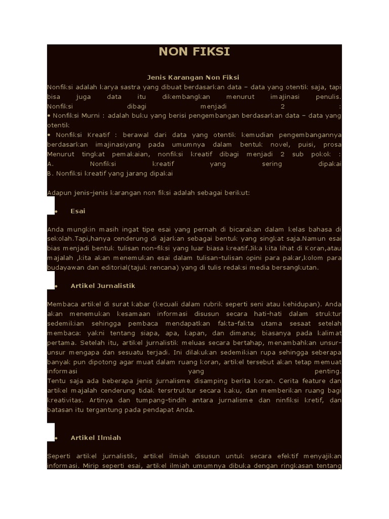 Non Fiksi | PDF | Filsafat | Fiksi Umum