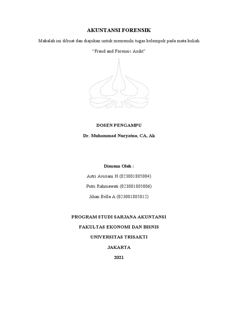 Kelompok 1 (Akuntansi Forensik) | PDF | Pengelolaan Keuangan & Uang