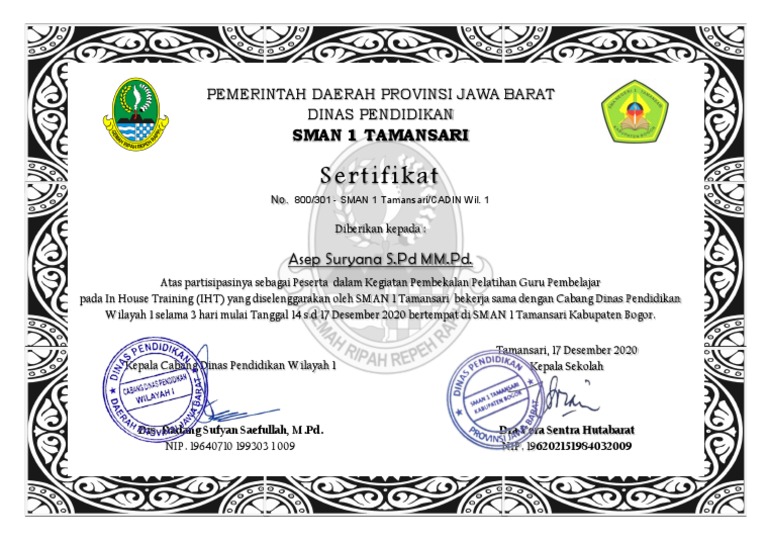 Piagam IHT Asep-6 | PDF