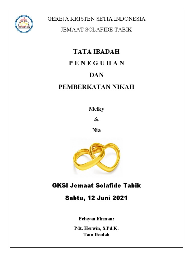 Tata Ibadah Pemberkatan Nikah Kristen | PDF