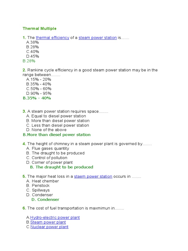 Generation of Electric Power Mcqs | PDF
