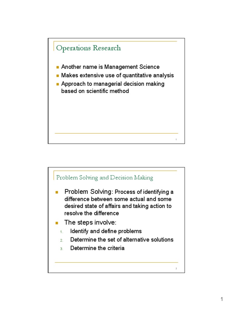 Operations Research: Problem Solving and Decision Making | PDF ...