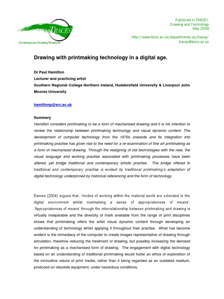 Drawing With Printmaking Technology in A Digital Age | PDF ...