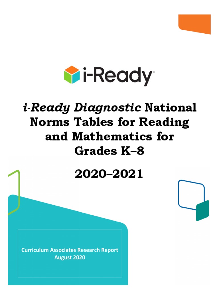 I-Ready Diagnostic National: Norms Tables For Reading and Mathematics ...