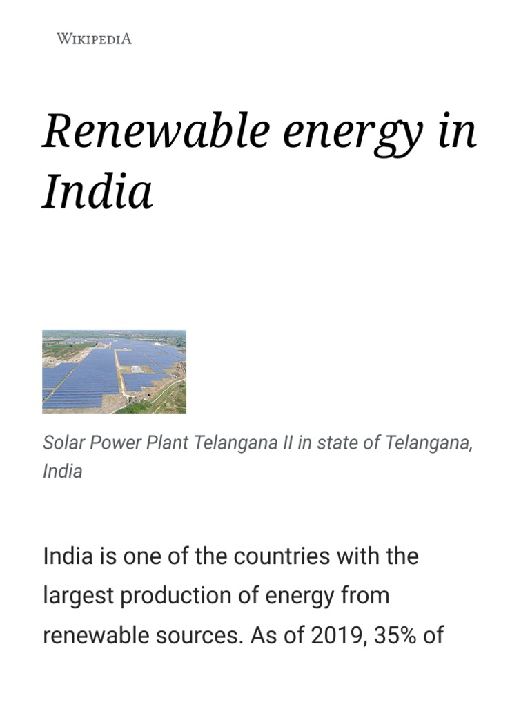 Renewable Energy in India - Wikipedia | PDF | Renewable Energy ...