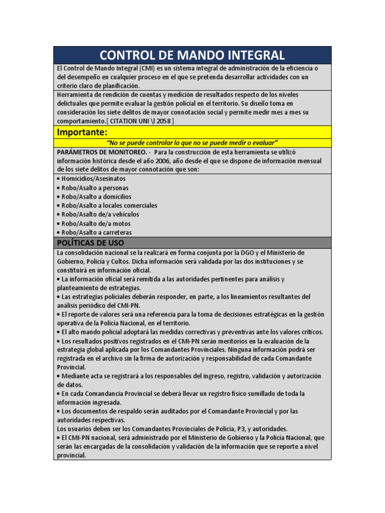 Control de Mando Integral | PDF | Policía | Trata de personas