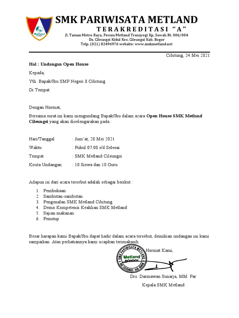 Surat Undagan Open House | PDF