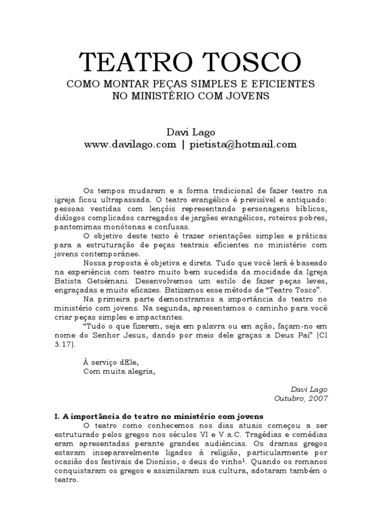 Teatro Tosco | PDF | Jesus | Oração