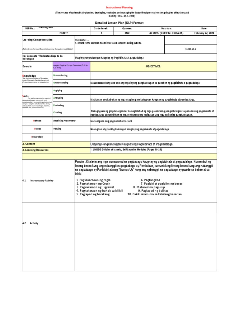 COT - DLP - MAPEH 5 Mga Uri NG Kalamidad Sa Aking Komunidad | PDF