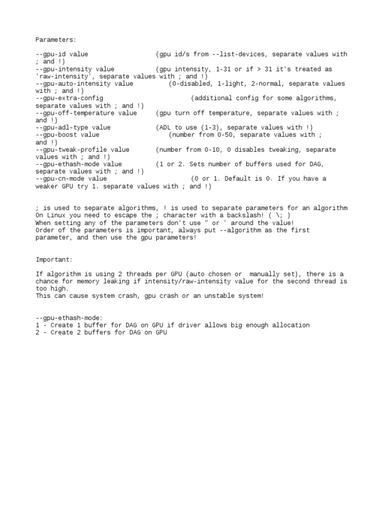 CMD Gpu Parameters | PDF