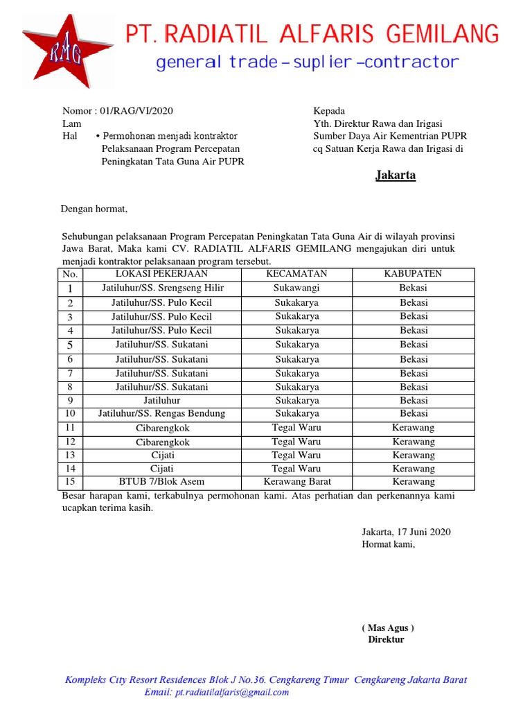 Surat Minat + Compro Radiatil Alfaris | PDF