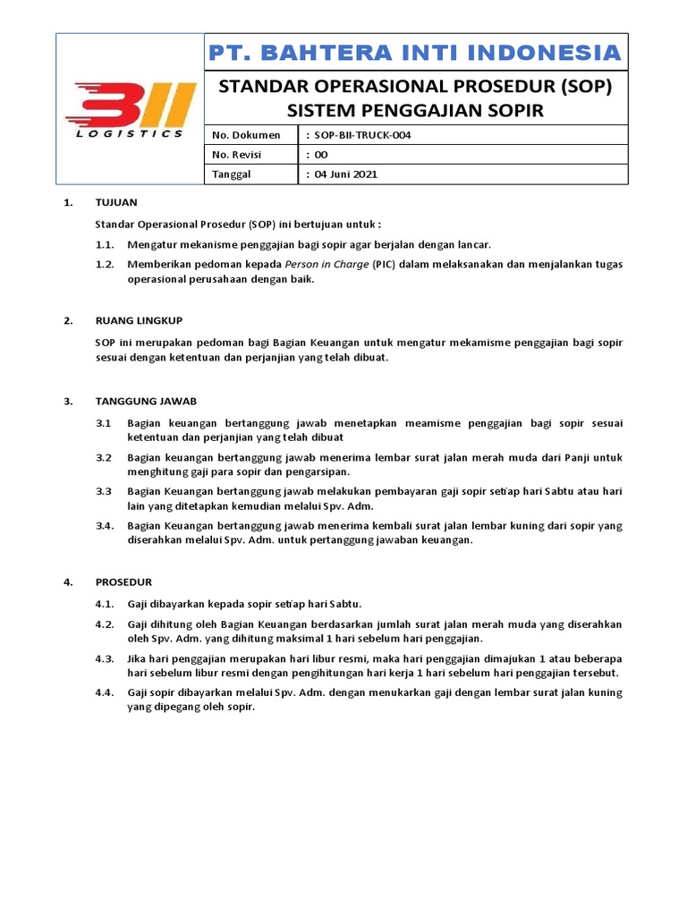 SOP Penggajian | PDF