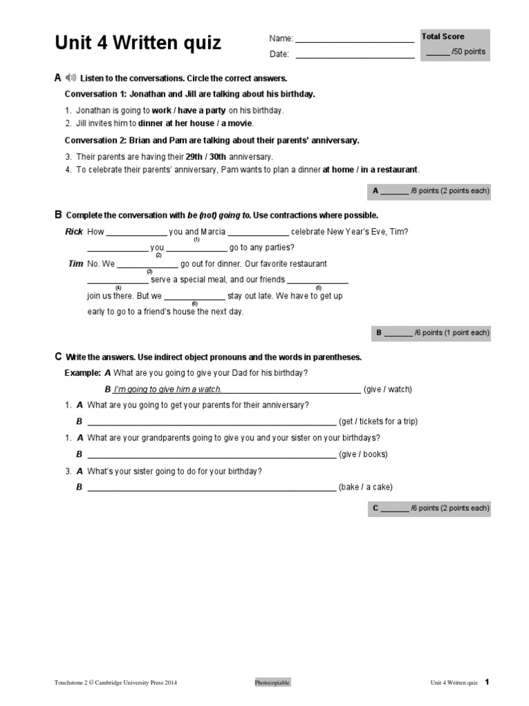 Course 6 Unit 4 Written Quiz | PDF