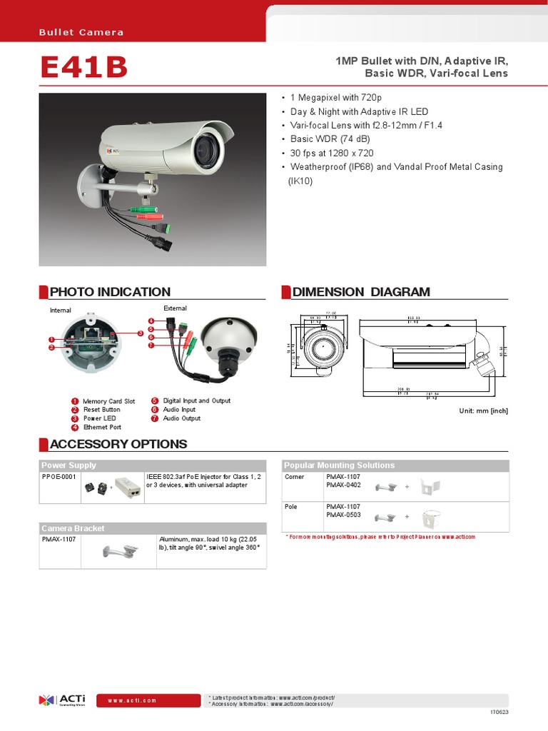 Photo Indication Dimension Diagram: 1MP Bullet With D/N, Adaptive IR ...