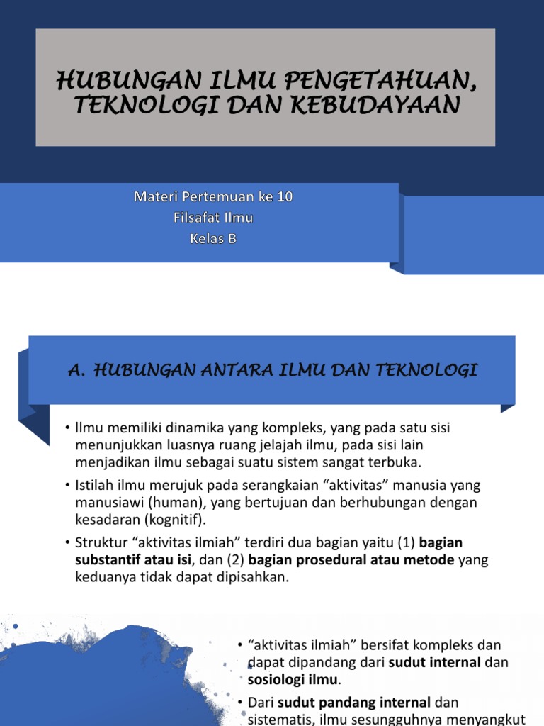 Hubungan Ilmu Pengetahuan, Teknologi Dan Kebudayaan | PDF