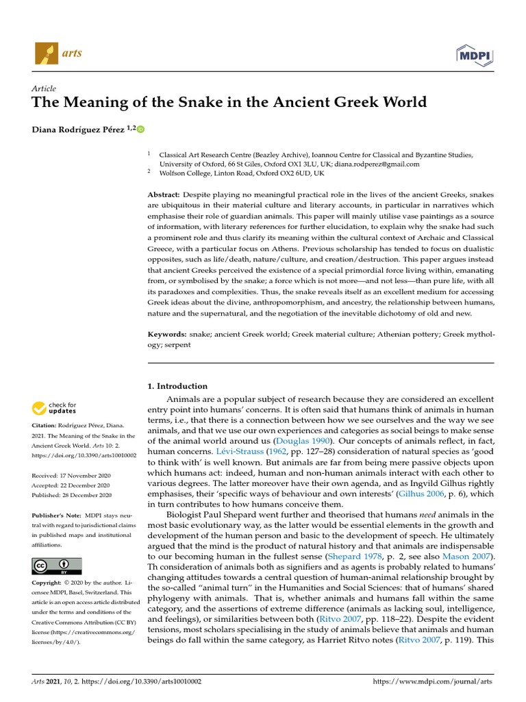 The Meaning of The Snake in The Ancient Greek World: Diana Rodríguez ...
