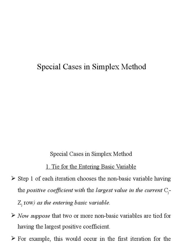 Special Cases in Simplex Method | PDF | Mathematics Of Computing | Theoretical Computer Science