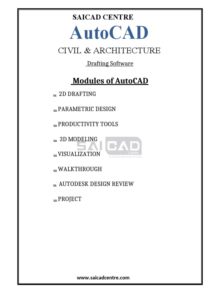 AutoCAD Training Modules Overview | PDF | Auto Cad | Computing And ...