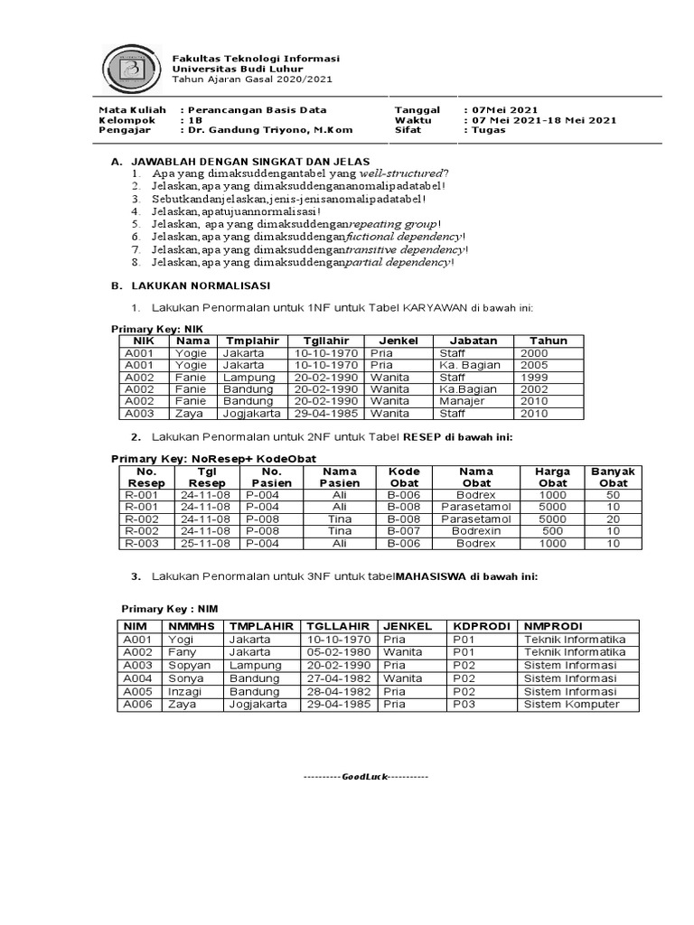 Tugas2 Normalisasi | PDF