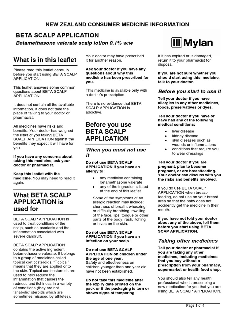 Beta Scalp Application: New Zealand Consumer Medicine Information | PDF ...