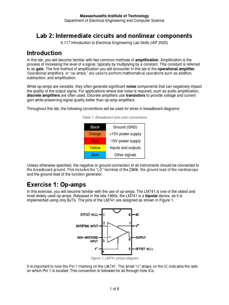 Lab 2: Intermediate Circuits and Nonlinear Components: Massachusetts ...
