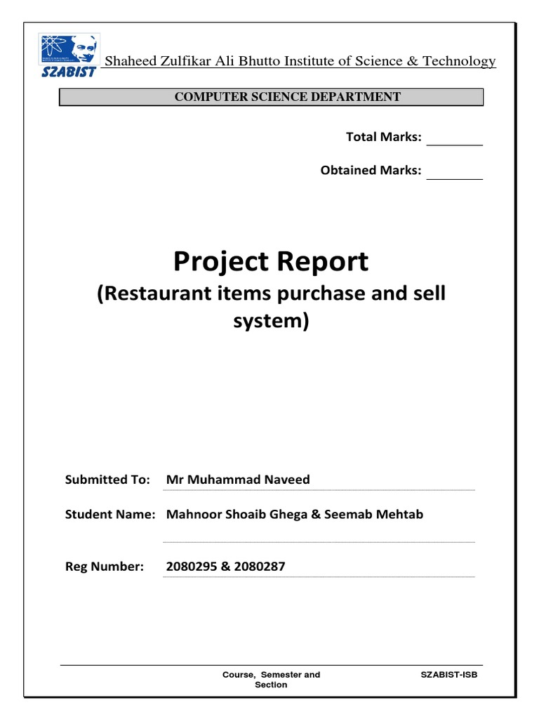 Project Report: (Restaurant Items Purchase and Sell System) | PDF ...