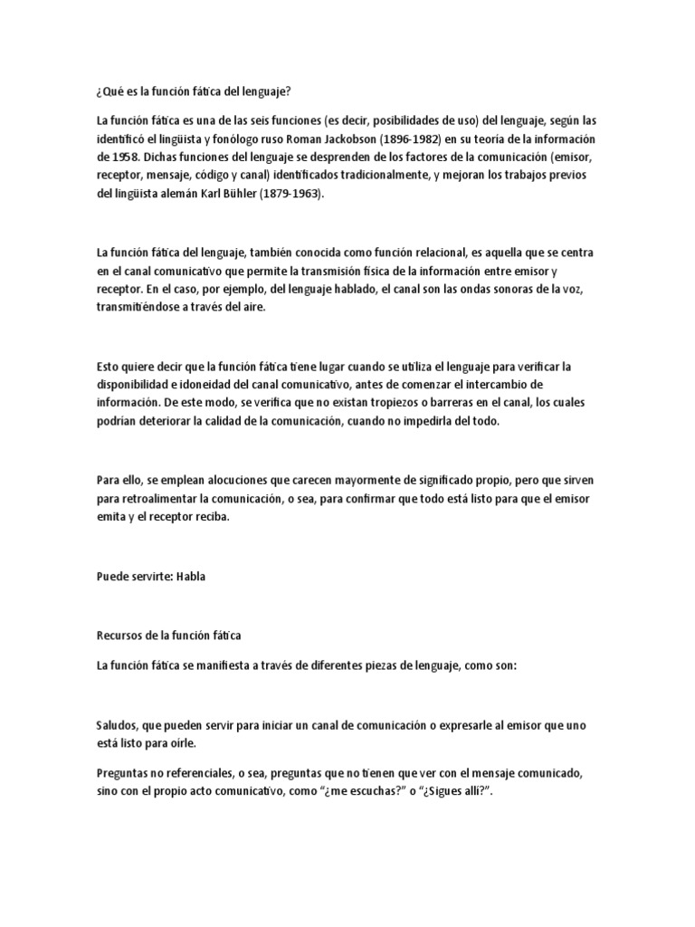 Qué Es La Función Fática Del Lenguaje | PDF | Poesía | Comunicación