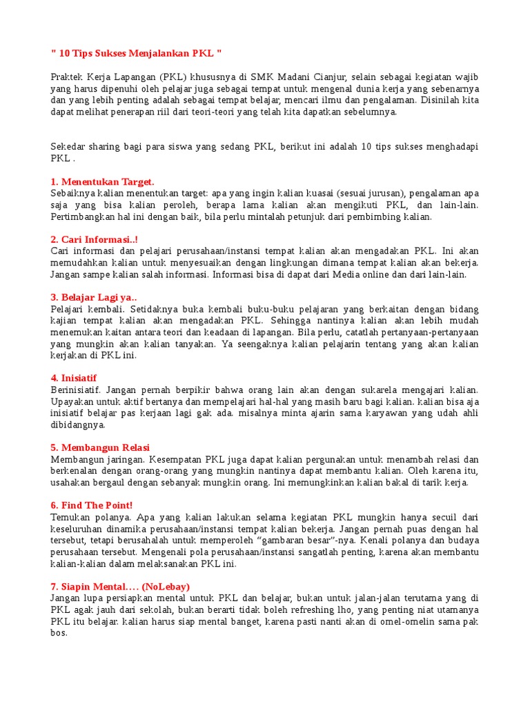 10 Tips Pkl Pdf