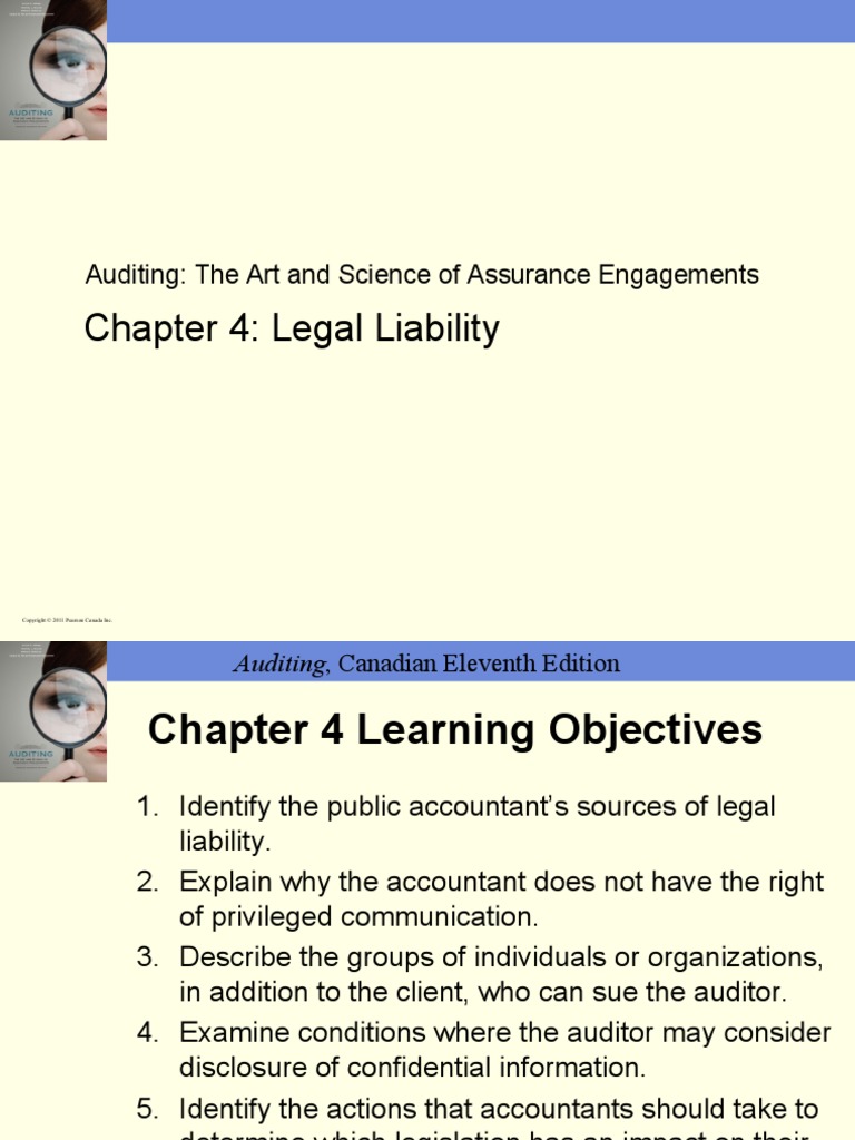 Chapter 4 - Legal Liability - Auditing | PDF | Auditor's Report | Audit