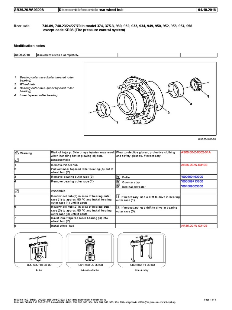 Disassemble Rear Wheel Hub MB | PDF | Wheel | Car