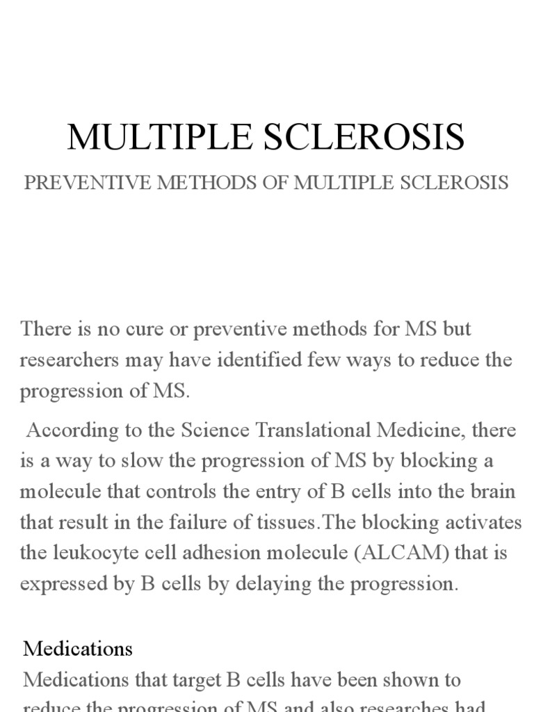 Preventive Methods of MS | PDF | Multiple Sclerosis | Medical Specialties