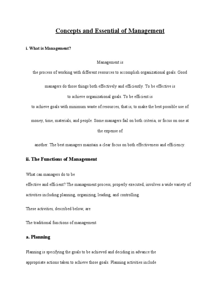 3-Concepts and Essential of Management | PDF | Goal | Business