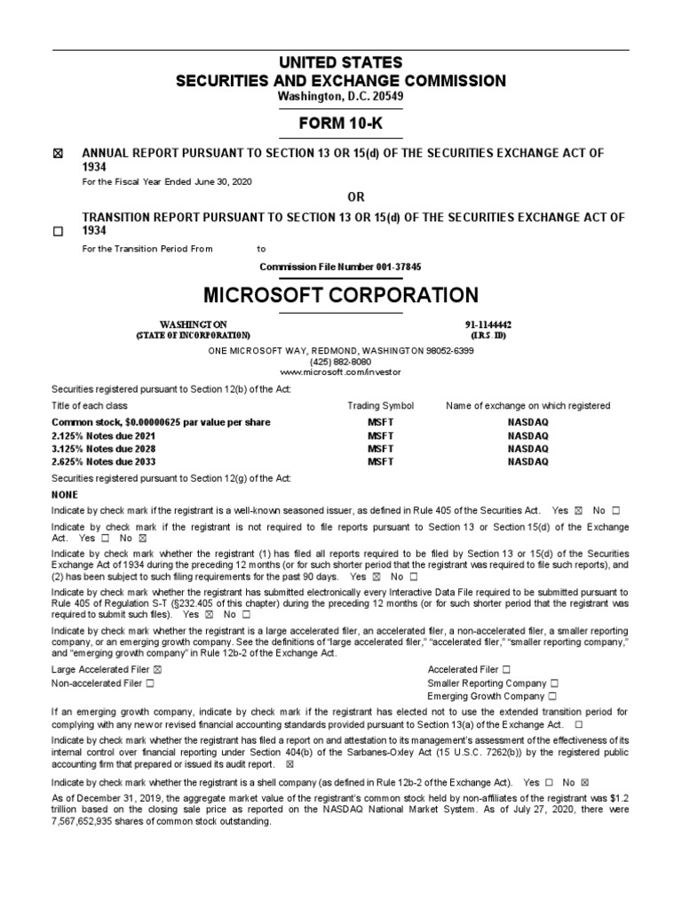 MSFT Fy20q4 10K | PDF | Microsoft Azure | Cloud Computing