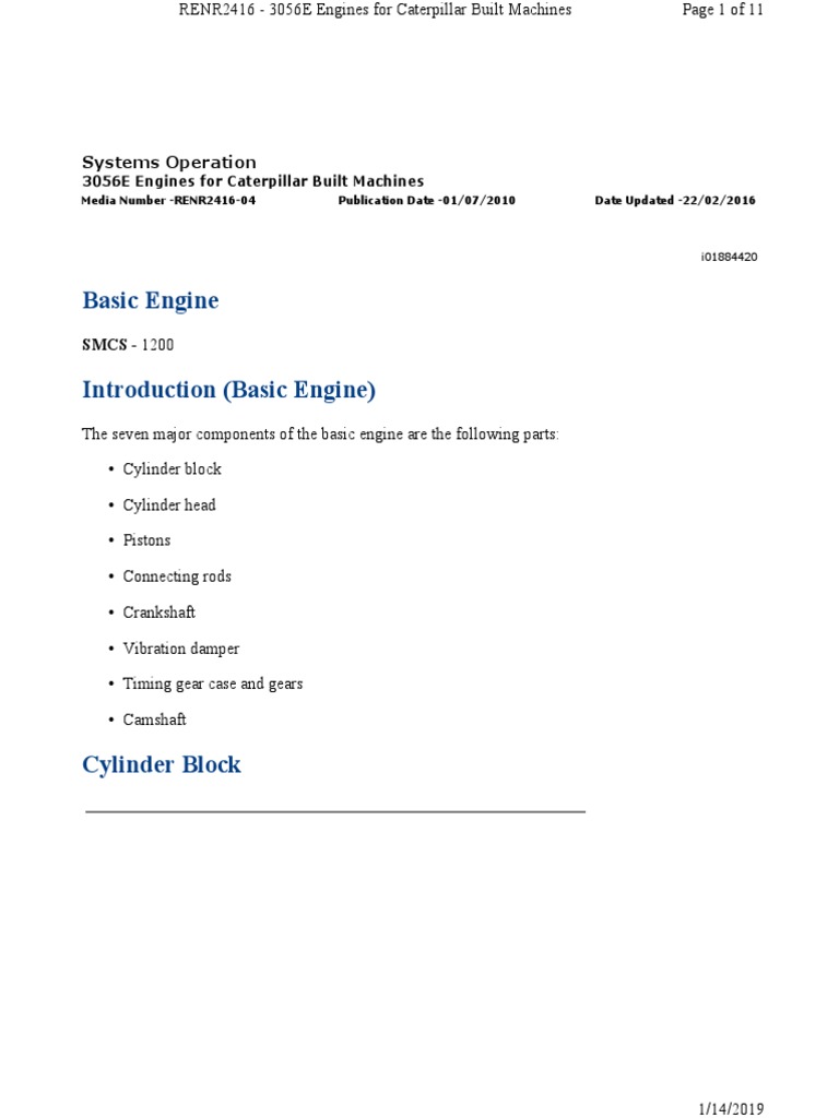 An Overview of the Major Components and Operation of the 3056E Engine ...