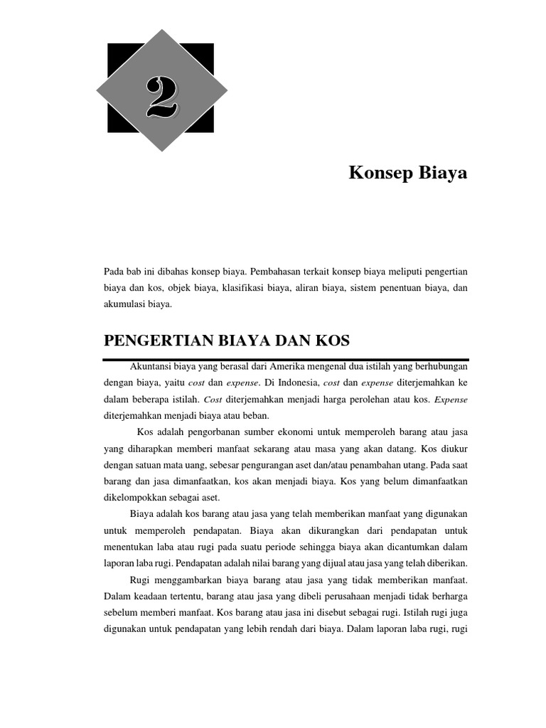 BAB 2 Konsep Biaya | PDF | Bisnis | Teknologi & Rekayasa