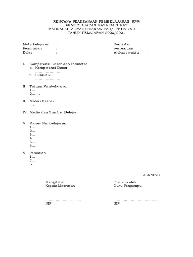 13 - RPP Sederhana Contoh Format | PDF