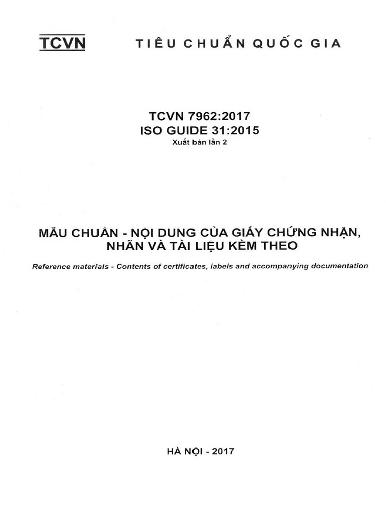 TCVN 7962 - 2017 - ISO Guide 31 | PDF