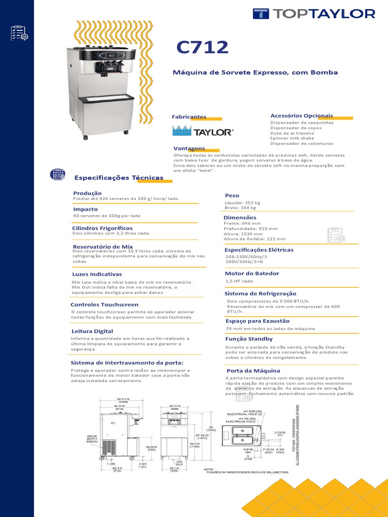 Top Taylor - Ficha Tecnica - C712 1 | PDF | Motores | Sorvete
