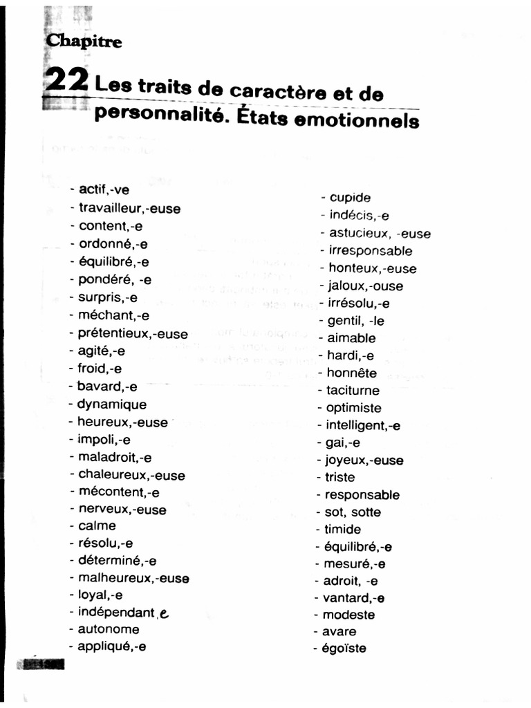 Traits de Caractère | PDF