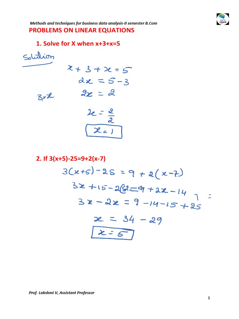 Unit-2 Linear Equations | PDF | Mathematical Analysis | Computer ...