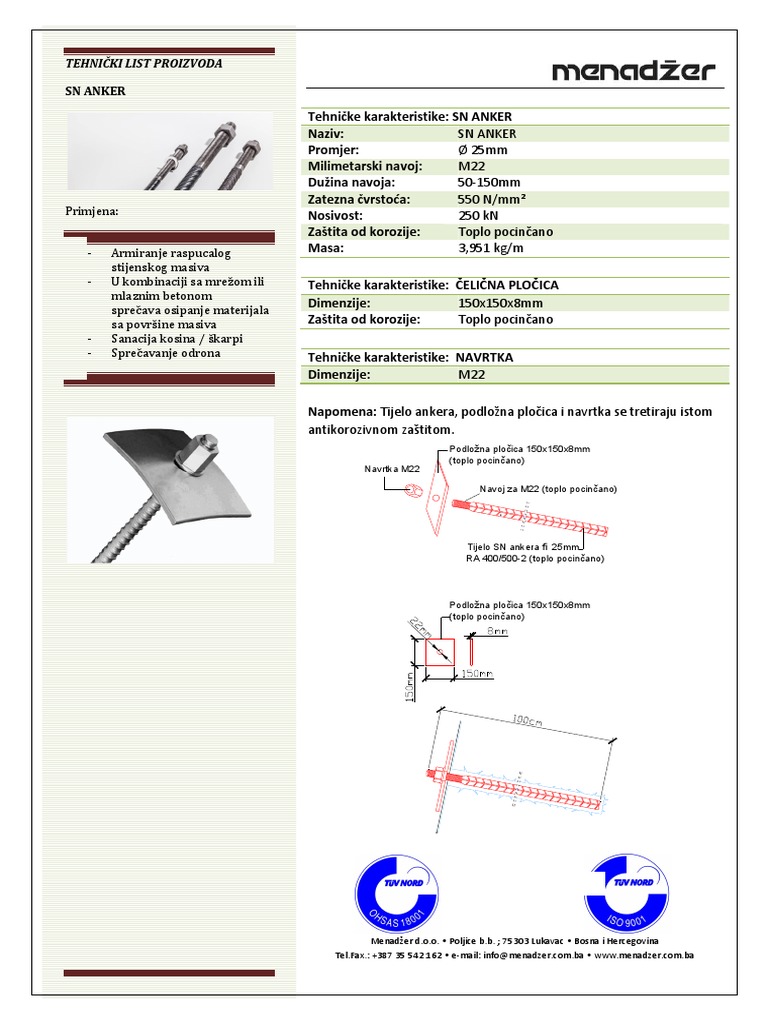 SN ANKER 25mm Sa Pločicom I Maticom | PDF