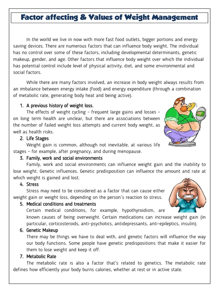 Factor Affecting & Values of Weight Management | Download Free PDF ...