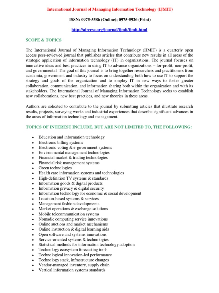 International Journal of Managing Information Technology (IJMIT) | PDF