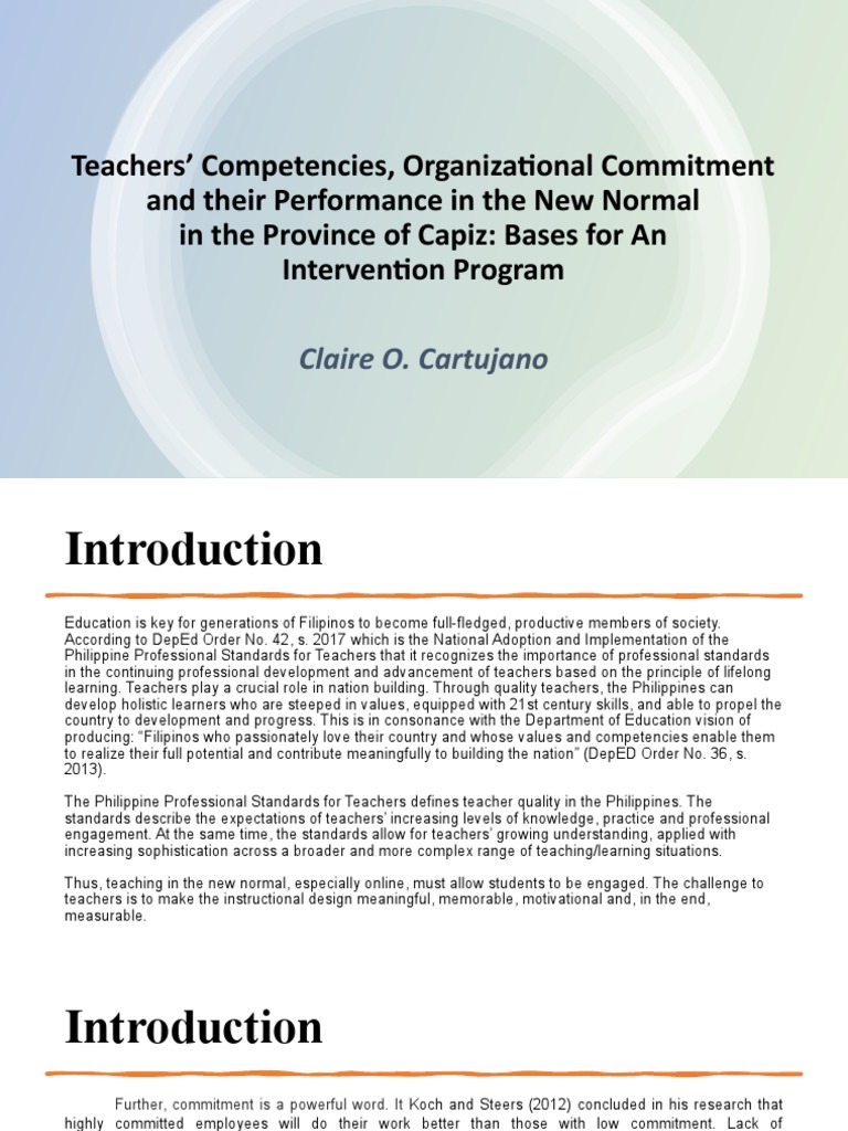Teachers' Competencies, Organizational Commitment and Their | PDF ...