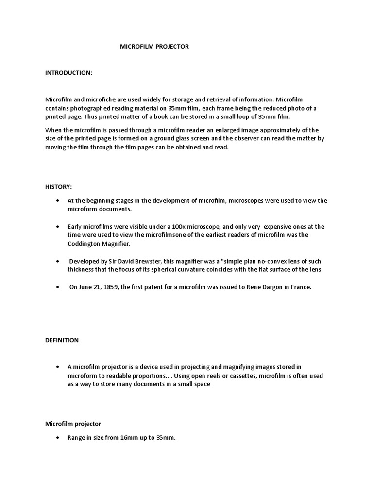 Microfilm projector: view archived documents | PDF | Microform ...