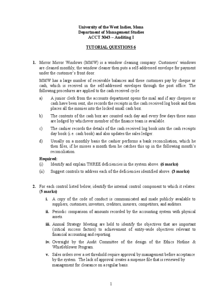 Tutorial 6 - Internal Control 2021 | PDF | Payroll | Cheque