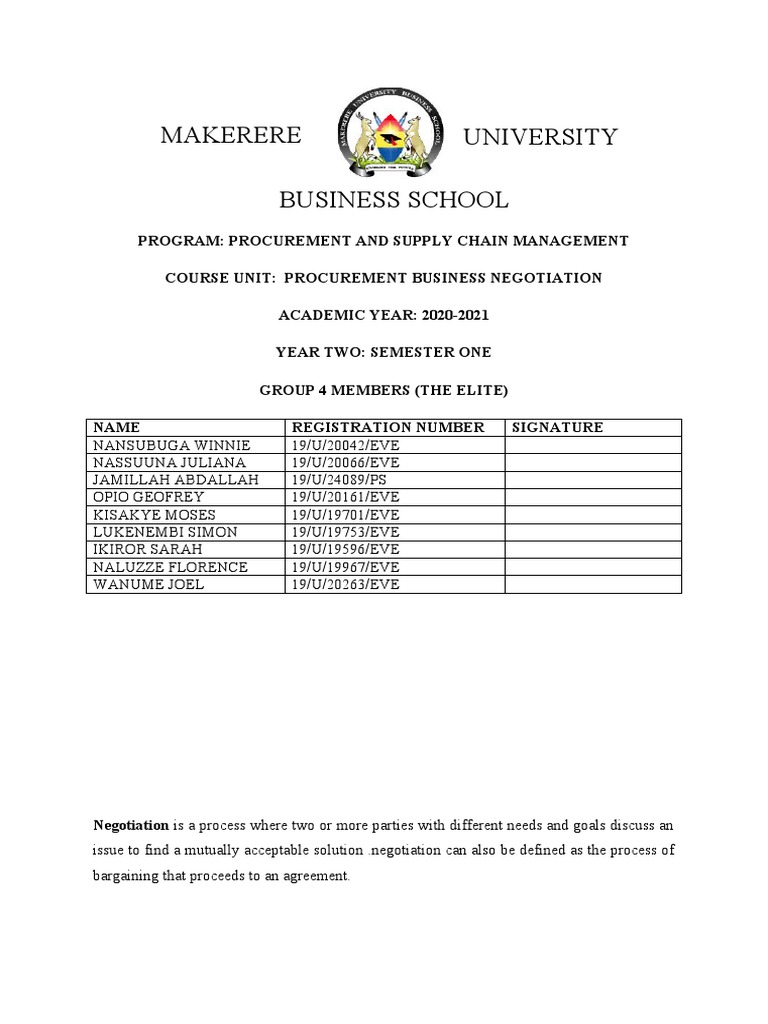 University Makerere Business School | PDF | Negotiation | Telephone