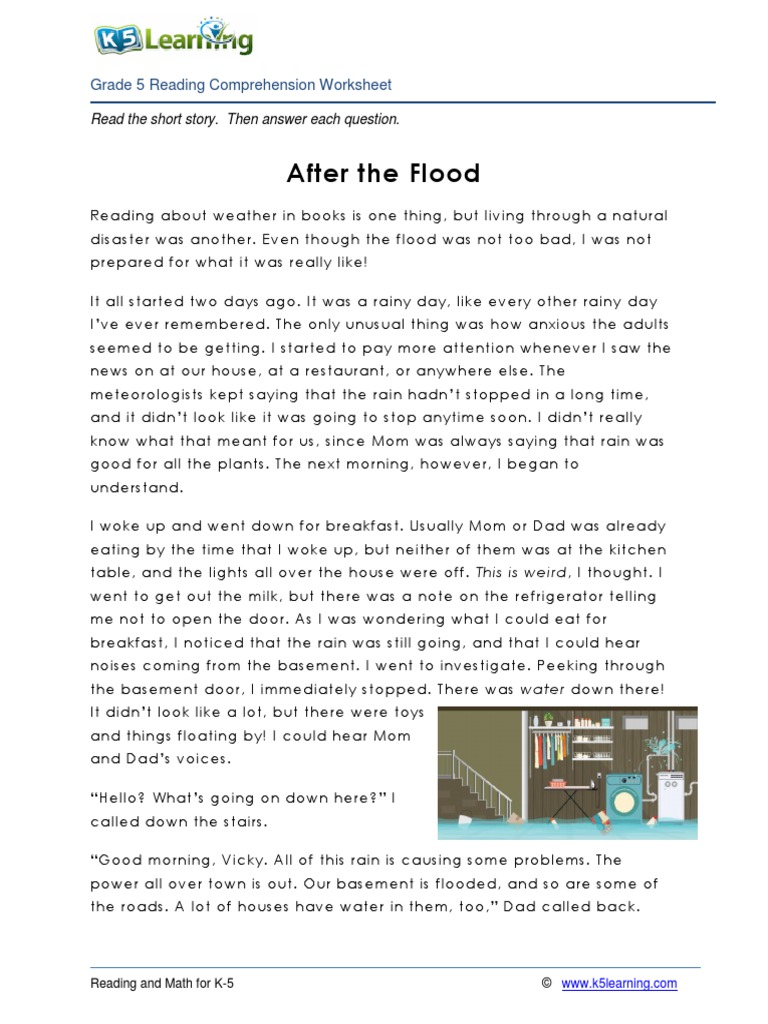 After The Flood: Grade 5 Reading Comprehension Worksheet | PDF
