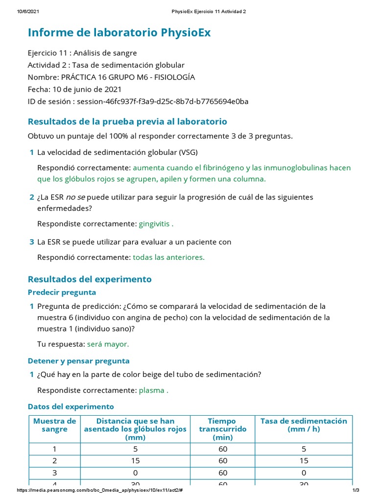 PhysioEx Ejercicio 11 Actividad 2 | PDF | Sangre | Medicina